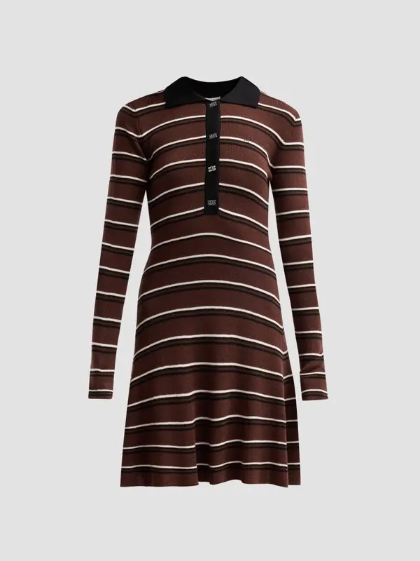 GANNI Striped Wool Polo Mini Dress