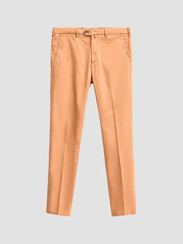 SARTORIO NAPOLI Solid Crease-front Trousers - Brick