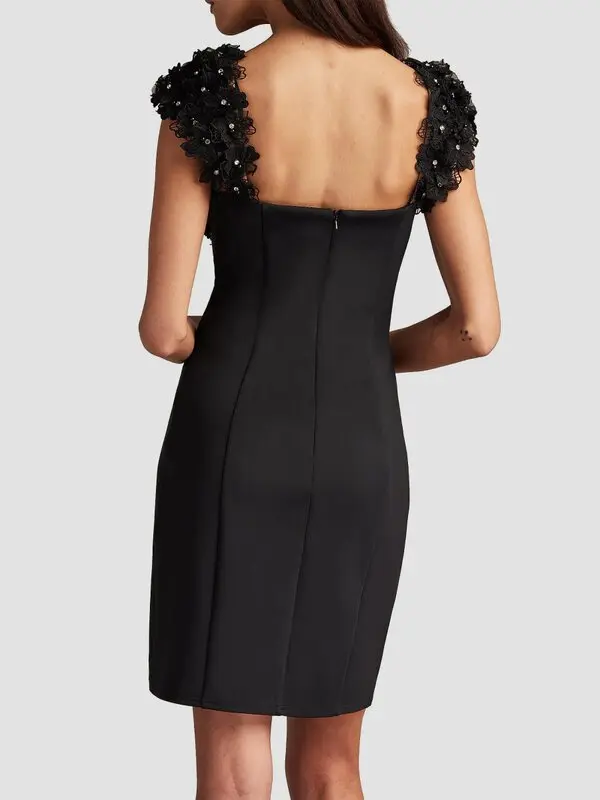 Tadashi Shoji Floral-appliquéd Minidress