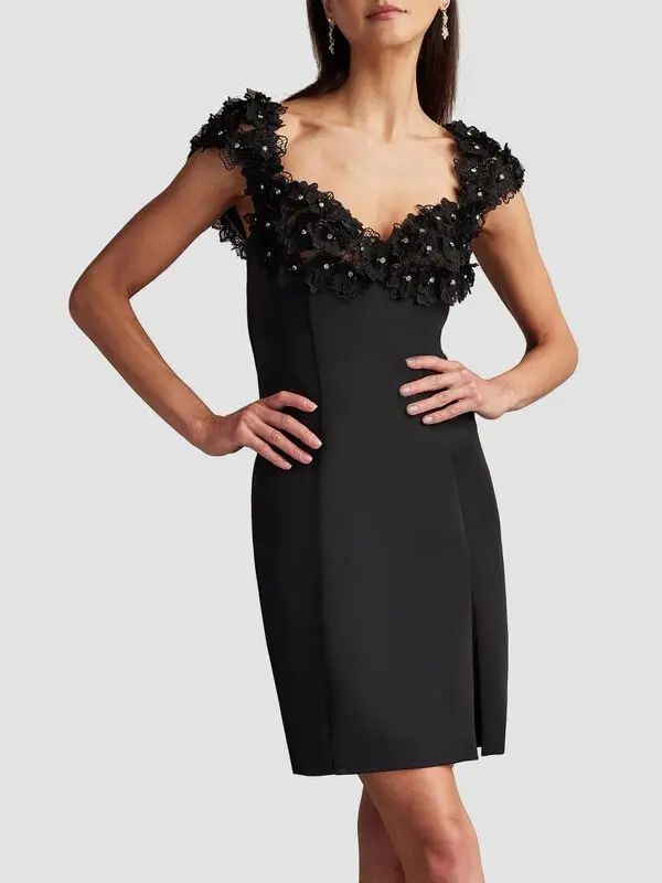Tadashi Shoji Floral-appliquéd Minidress