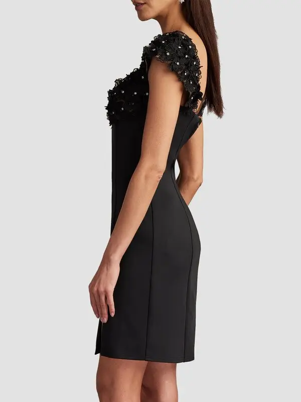 Tadashi Shoji Floral-appliquéd Minidress