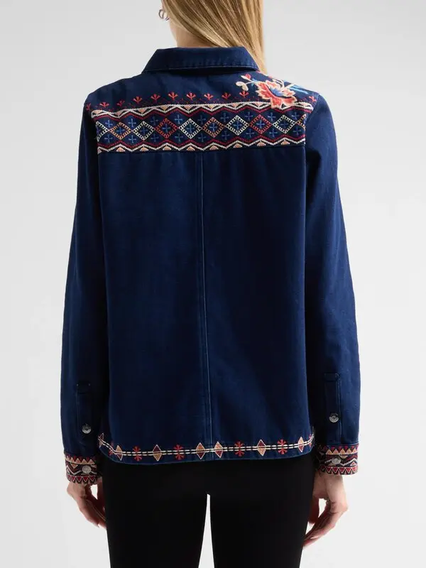 Johnny Was Nadia Floral-embroidered Worker Jacket