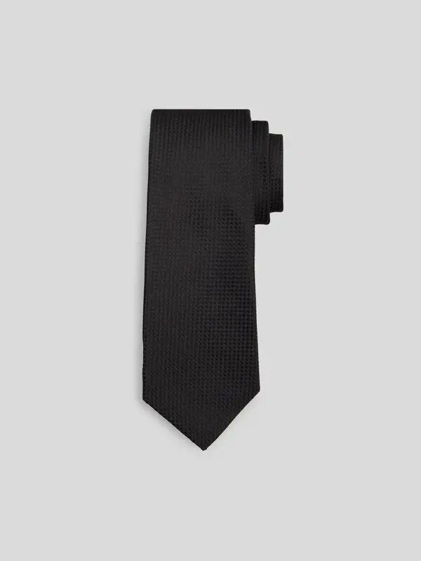 Kiton Geometric Woven Silk Tie - Dark Grey