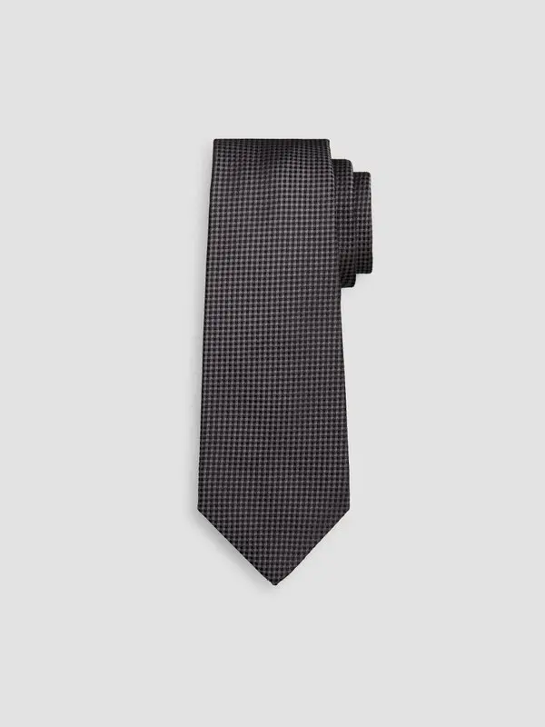 Kiton Geometric Woven Silk Tie - Grey