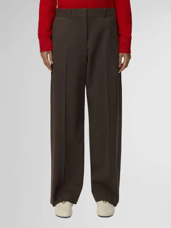 Loewe Pleated Striped Wool-blend Wide-leg Trousers - Brown