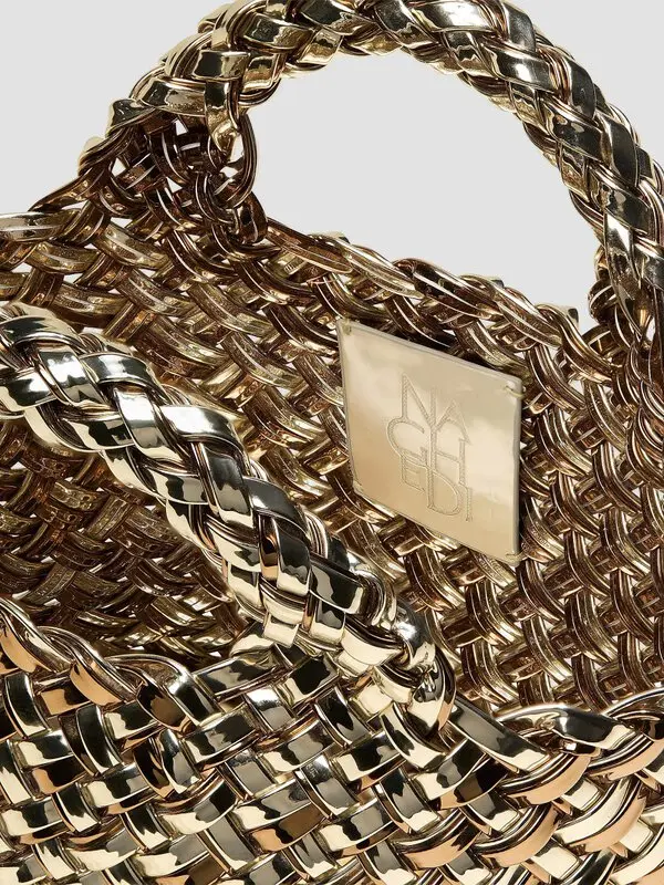 NAGHEDI St. Barths Petit Double Weave Metallic Top Handle Bag - Biarritz