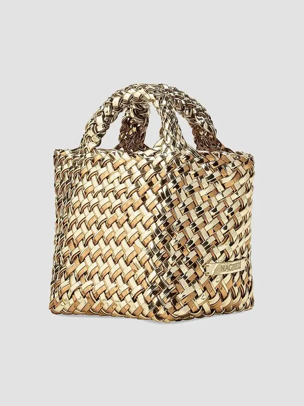 NAGHEDI St. Barths Petit Double Weave Metallic Top Handle Bag - Biarritz