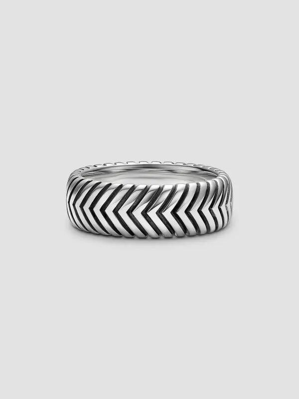 David Yurman Chevron Band Ring In Sterling 8mm