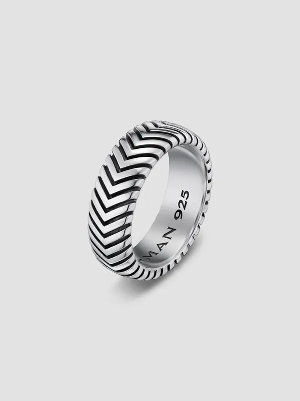 David Yurman Chevron Band Ring In Sterling 8mm
