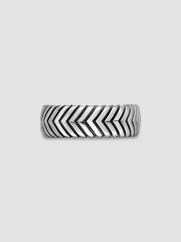 David Yurman Chevron Band Ring In Sterling 8mm