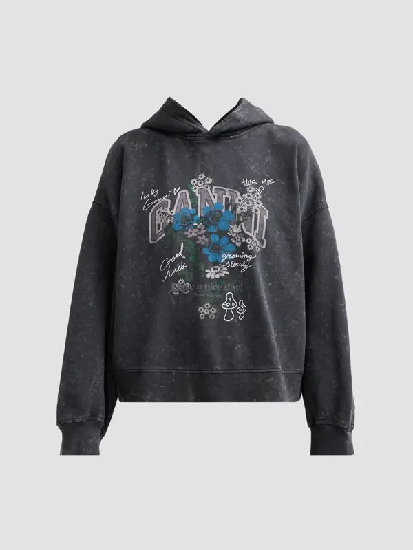 GANNI Isoli Crop Hoodie - Phantom