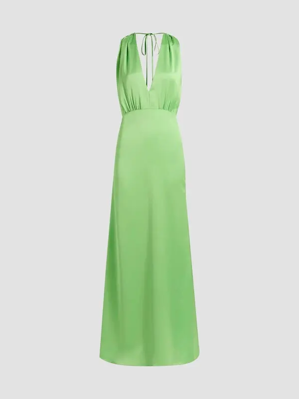 Ramy Brook Martin Satin Gown - Bright Lime