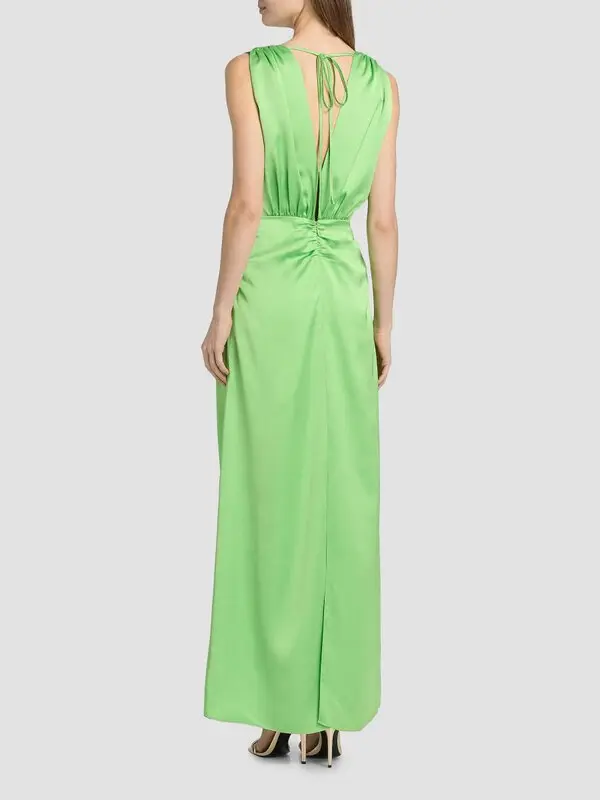 Ramy Brook Martin Satin Gown - Bright Lime
