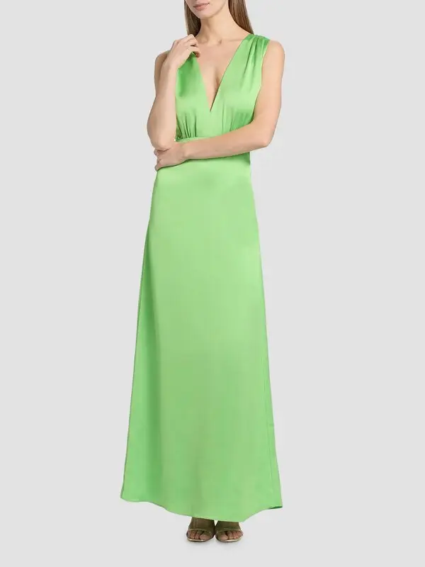 Ramy Brook Martin Satin Gown - Bright Lime