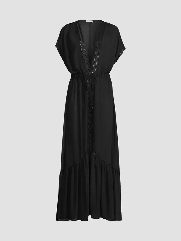 Ramy Brook Gem Tie-waist Cover-up Maxi Dress - Black