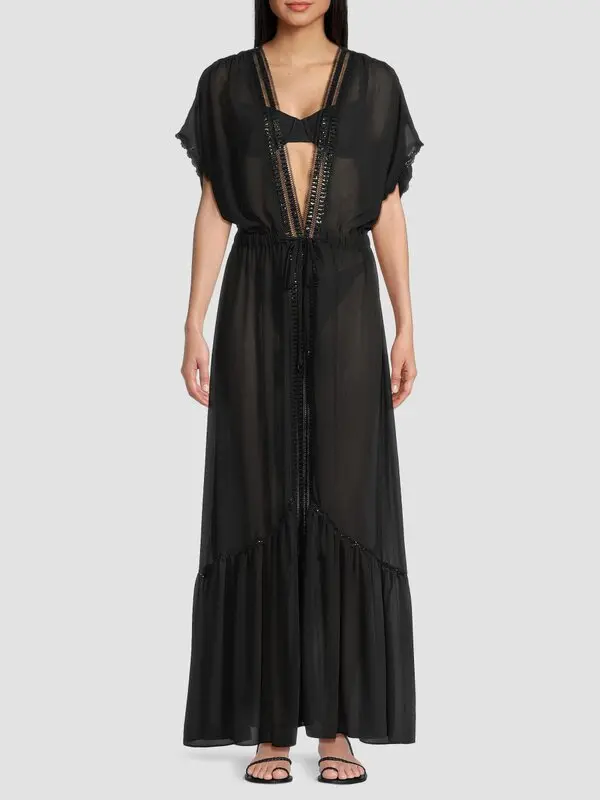 Ramy Brook Gem Tie-waist Cover-up Maxi Dress - Black