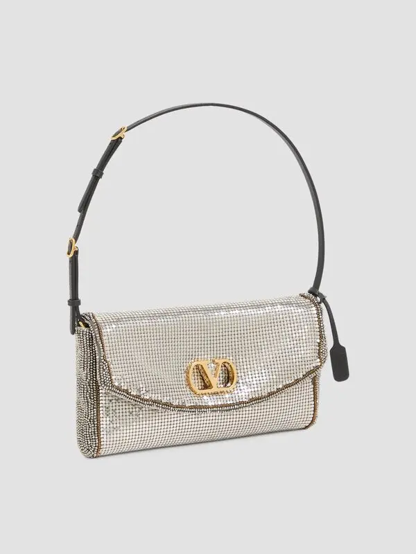 Valentino Garavani Devain Small Metallic Mesh Shoulder Bag