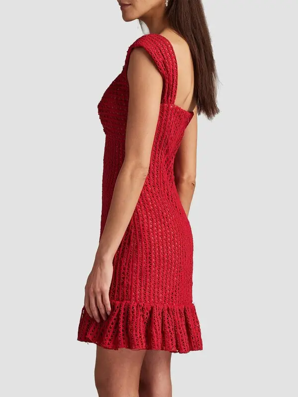 Tadashi Shoji Crocheted Sweetheart Minidress