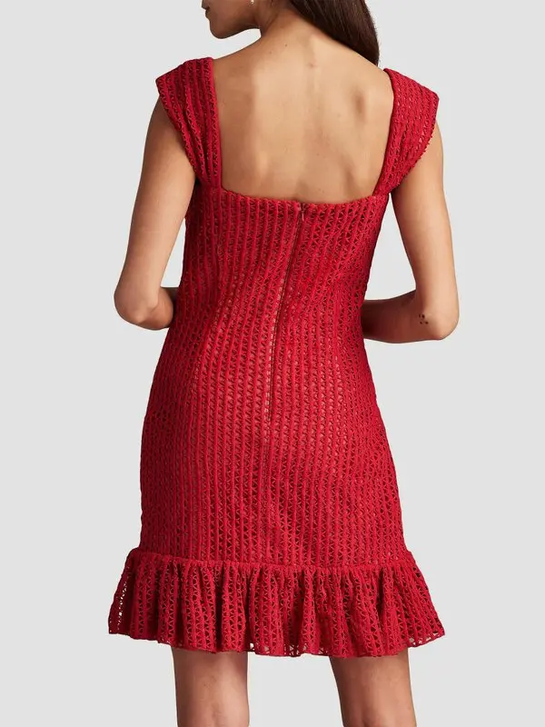 Tadashi Shoji Crocheted Sweetheart Minidress