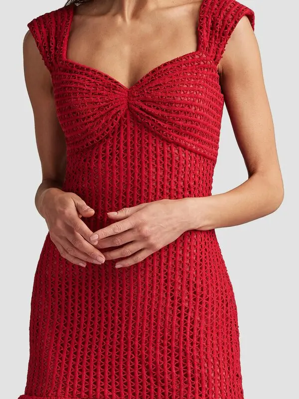 Tadashi Shoji Crocheted Sweetheart Minidress