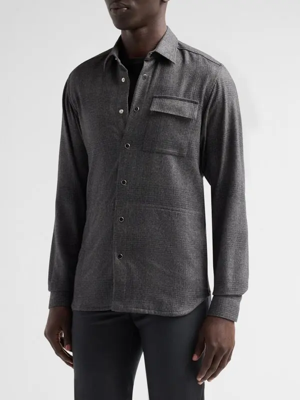 Kiton Buba Plaid Wool-cotton-cashmere Shirt