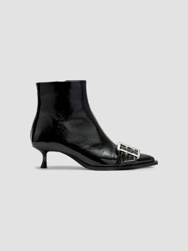 GANNI 50mm Buckle-detail Faux-leather Boots - Black