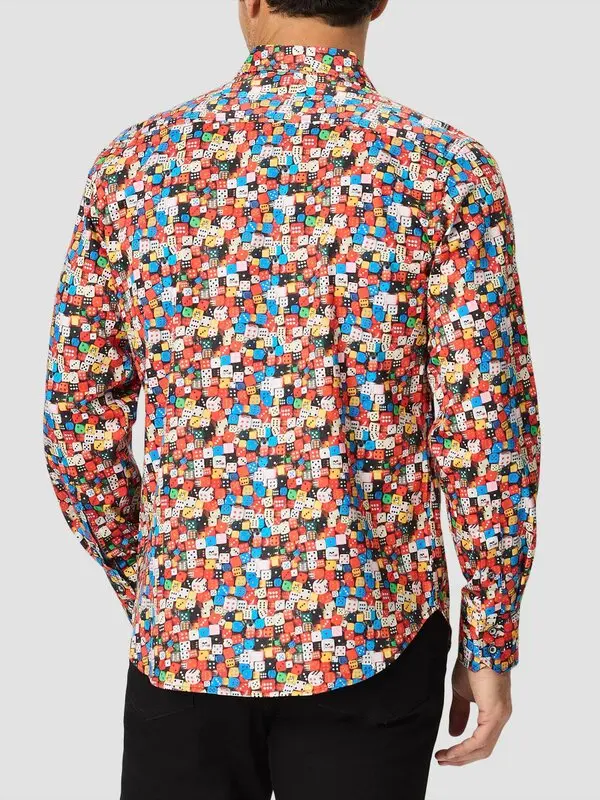 Robert Graham Snake Eyes Dice-print Stretch Cotton Shirt
