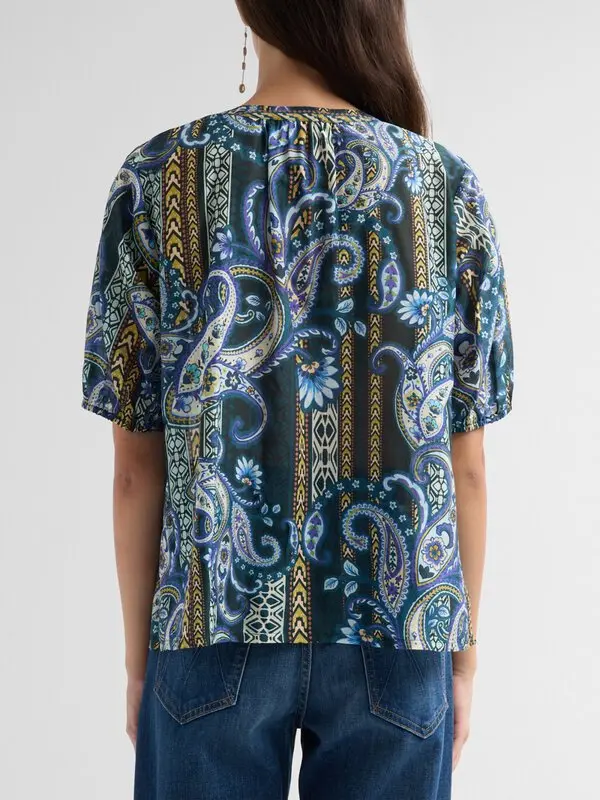 Johnny Was Margot Cotton-silk Tassel Top
