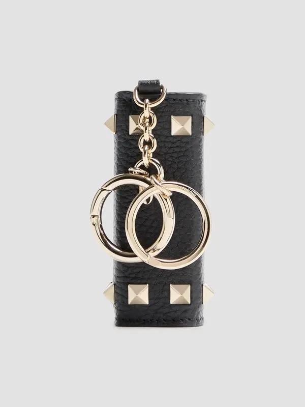 Valentino Garavani Rockstud Lipstick Charm In Grainy Calfskin