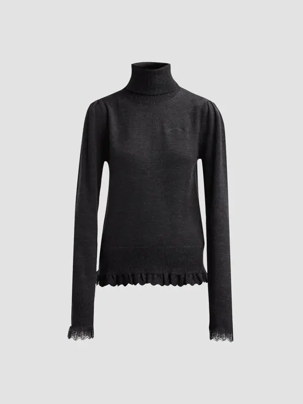 GANNI Merino Wool Turtleneck Sweater - Phantom