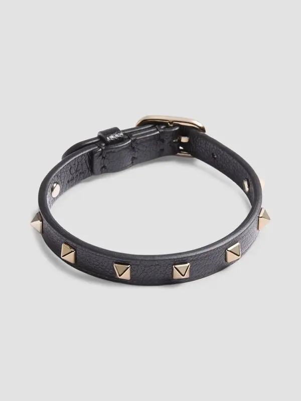 Valentino Garavani Spike Leather Bracelet - Black