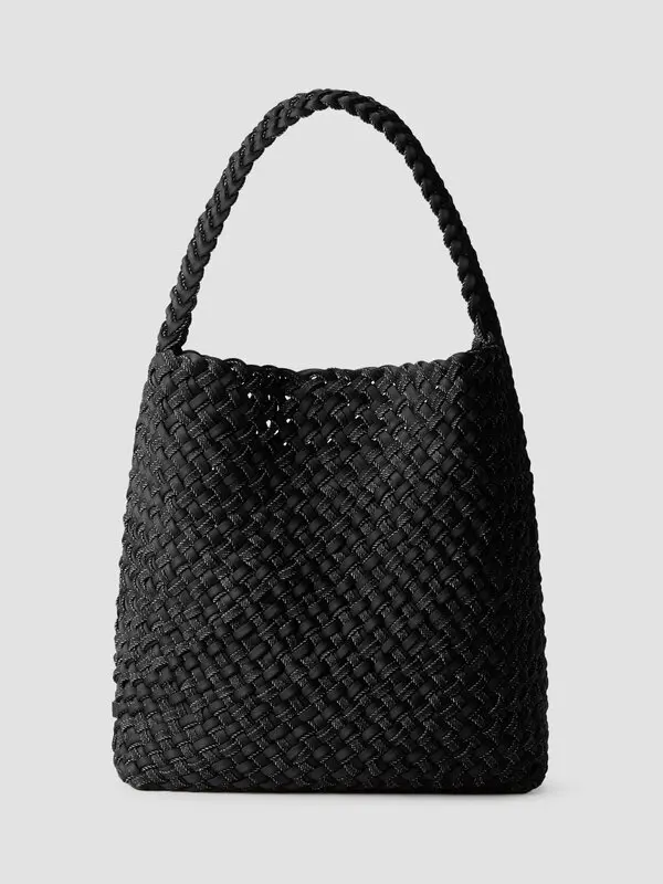 NAGHEDI Nomad Medium Double Weave Denim Hobo Shoulder Bag - Jet