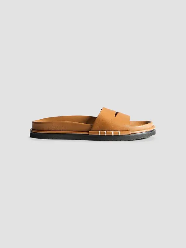 JW Anderson Loafer Fussbett Leather Slides - Tan