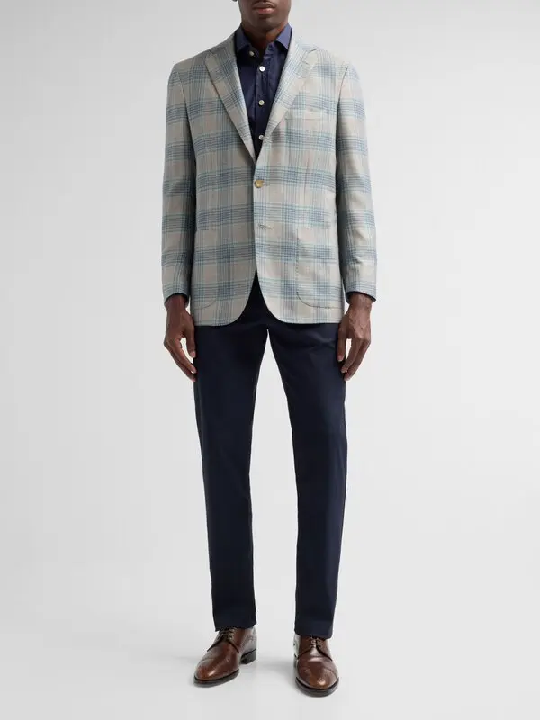 Kiton Cashmere Plaid Two-button Sport Coat