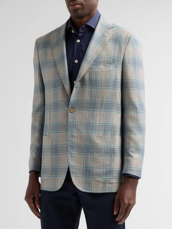 Kiton Cashmere Plaid Two-button Sport Coat