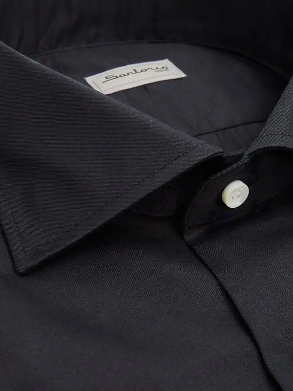 SARTORIO NAPOLI Solid Cotton Dress Shirt - Black