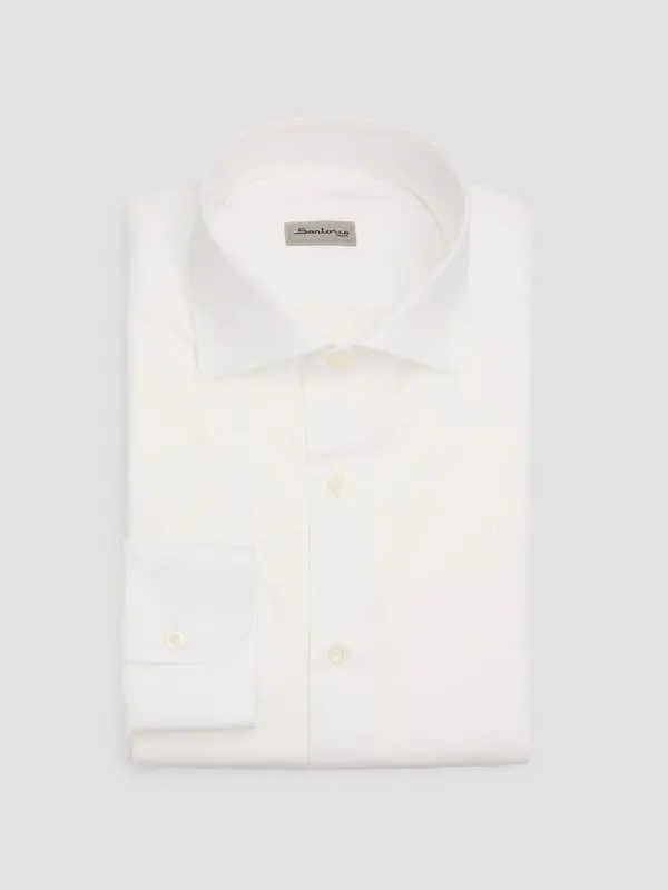 SARTORIO NAPOLI Solid Cotton Dress Shirt - White