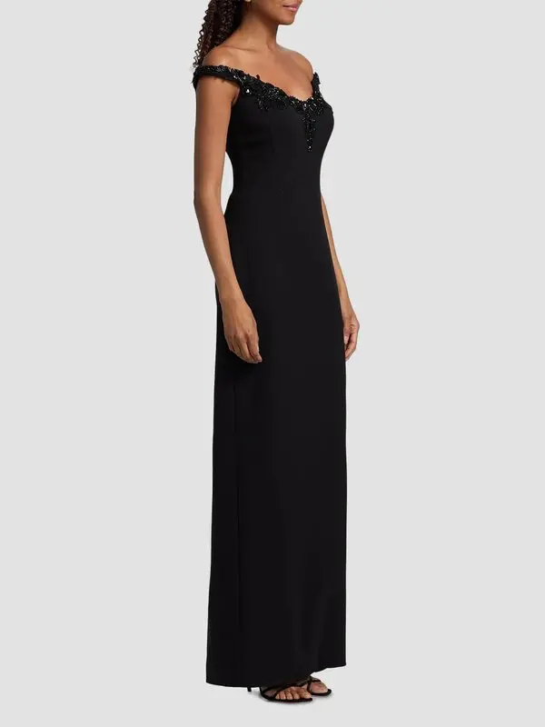 Pamella Roland Embellished Crepe Off-the-shoulder Column Gown
