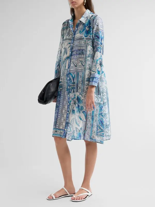 Johnny Was Relaxed Cotton-silk Shirtdress