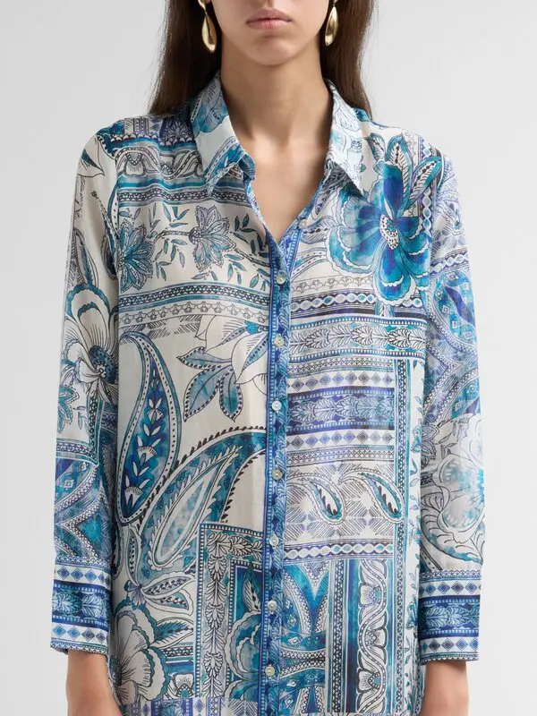 Johnny Was Relaxed Cotton-silk Shirtdress