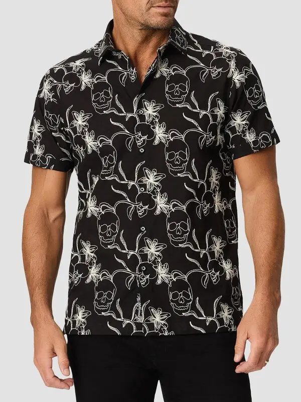Robert Graham Emden Skull-schiffli Cotton-blend Shirt