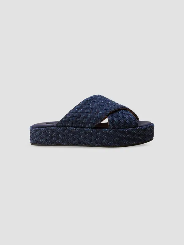 NAGHEDI Laguna Double Weave Denim Platform Sandals