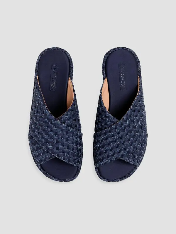 NAGHEDI Laguna Double Weave Denim Platform Sandals