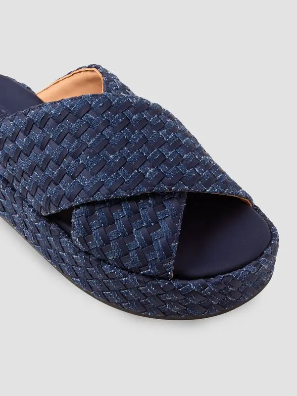 NAGHEDI Laguna Double Weave Denim Platform Sandals