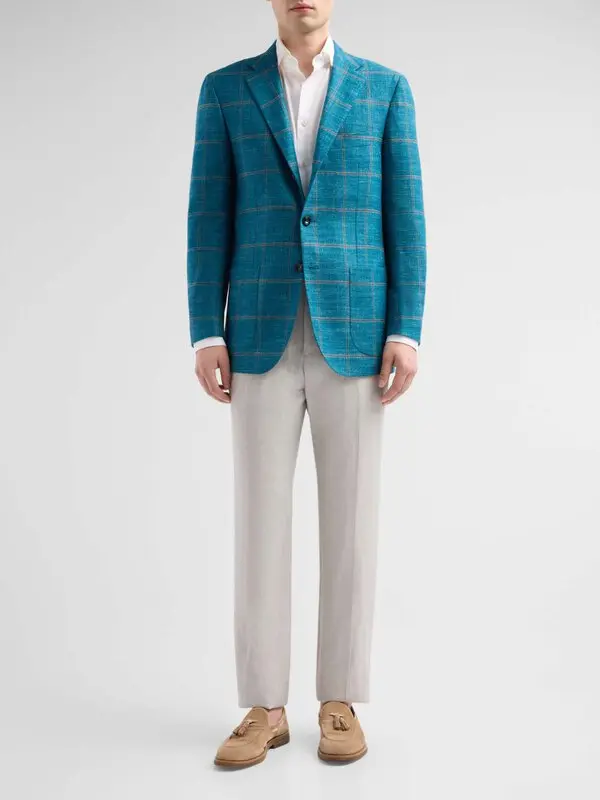 Kiton Windowpane Checked Cashmere-blend Sport Coat