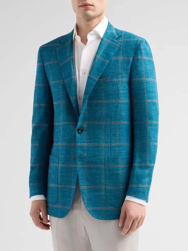 Kiton Windowpane Checked Cashmere-blend Sport Coat