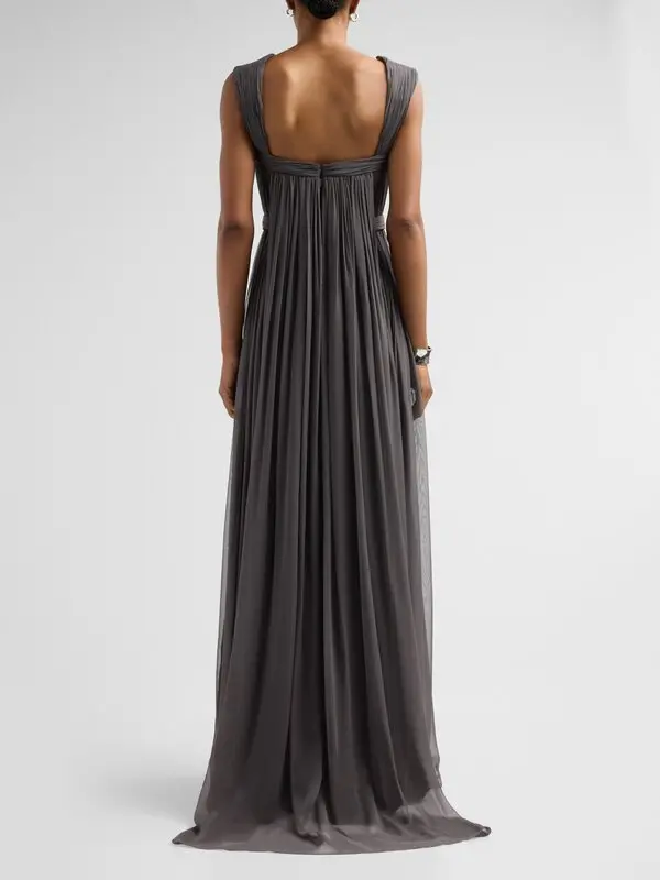 Pamella Roland Ruched Silk Gown