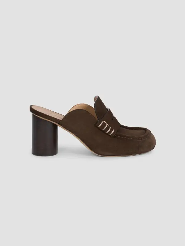JW Anderson 75mm Suede Penny Loafer-style Mules - Brown