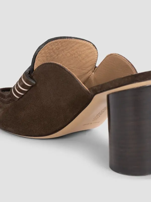 JW Anderson 75mm Suede Penny Loafer-style Mules - Brown