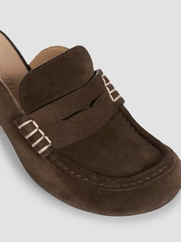 JW Anderson 75mm Suede Penny Loafer-style Mules - Brown